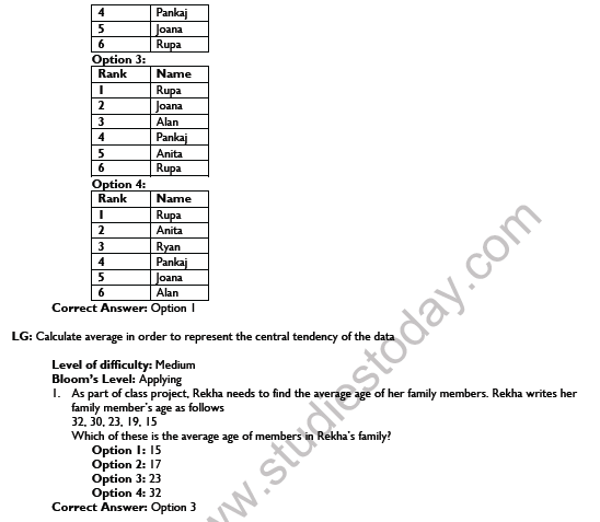 CBSE Class 7 Maths Data Handling Worksheet Set A